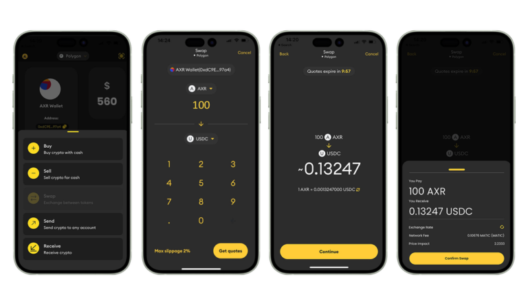 Trade and Swap for less - AXR Wallet
